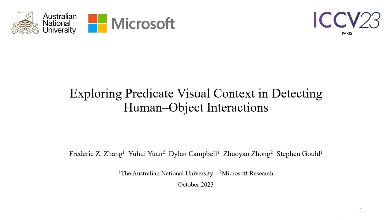 ICCV 2023 Paper: Exploring Predictive Visual Context for Detecting HOI (Zhang et al.) - YouTube