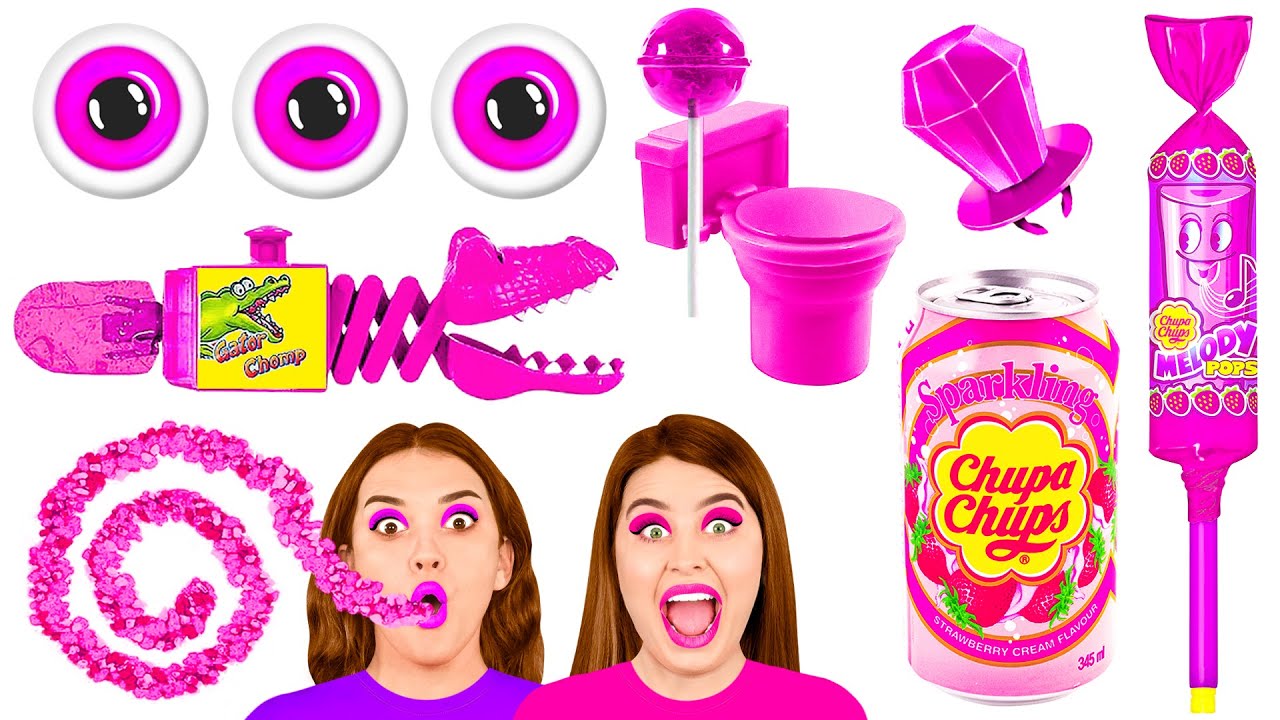 Comidas De Uma Só Cor Por 24 Horas | O Desafio Do Alimento Rosa #1 por BaRaDa Challenge - YouTube