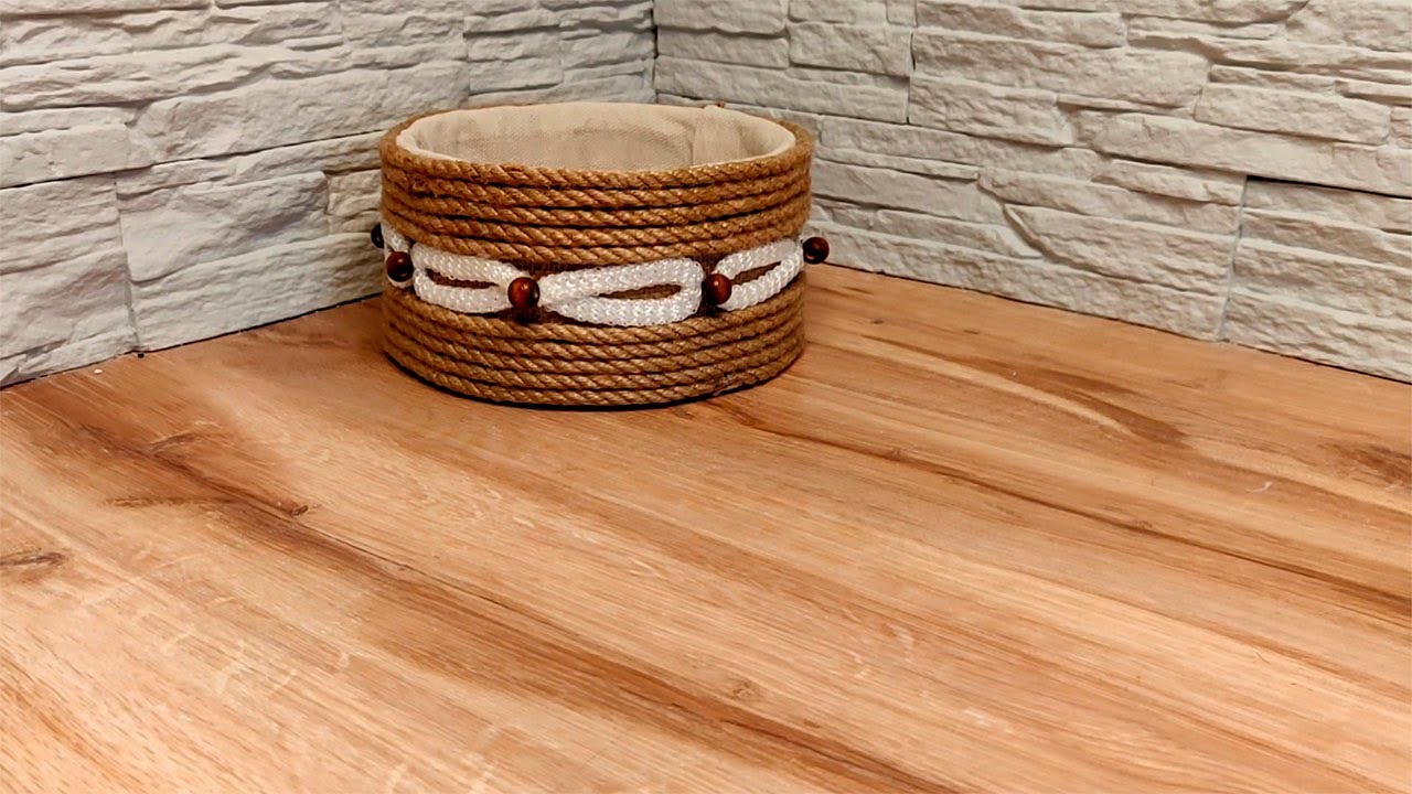 DIY storage basket made from jute rope and box - YouTube