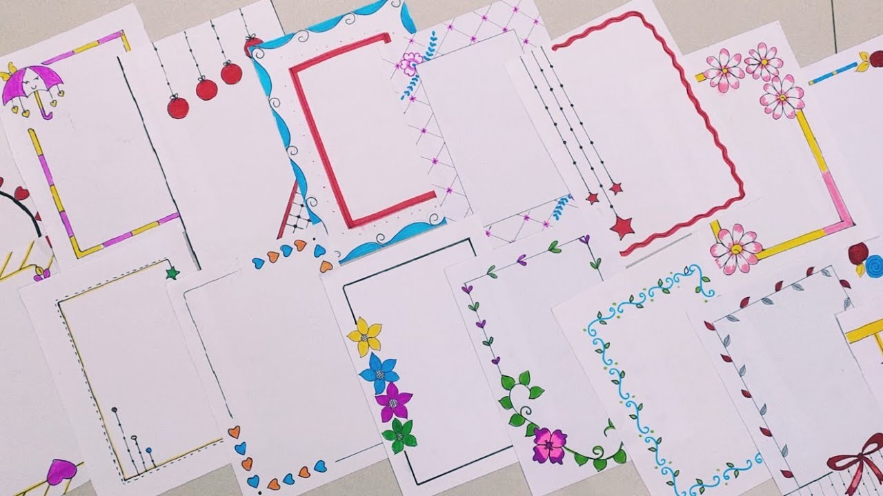 20 BEAUTIFUL BORDER DESIGNS/PROJECT WORK DESIGNS/A4 SHEET/FILE/FRONT ...