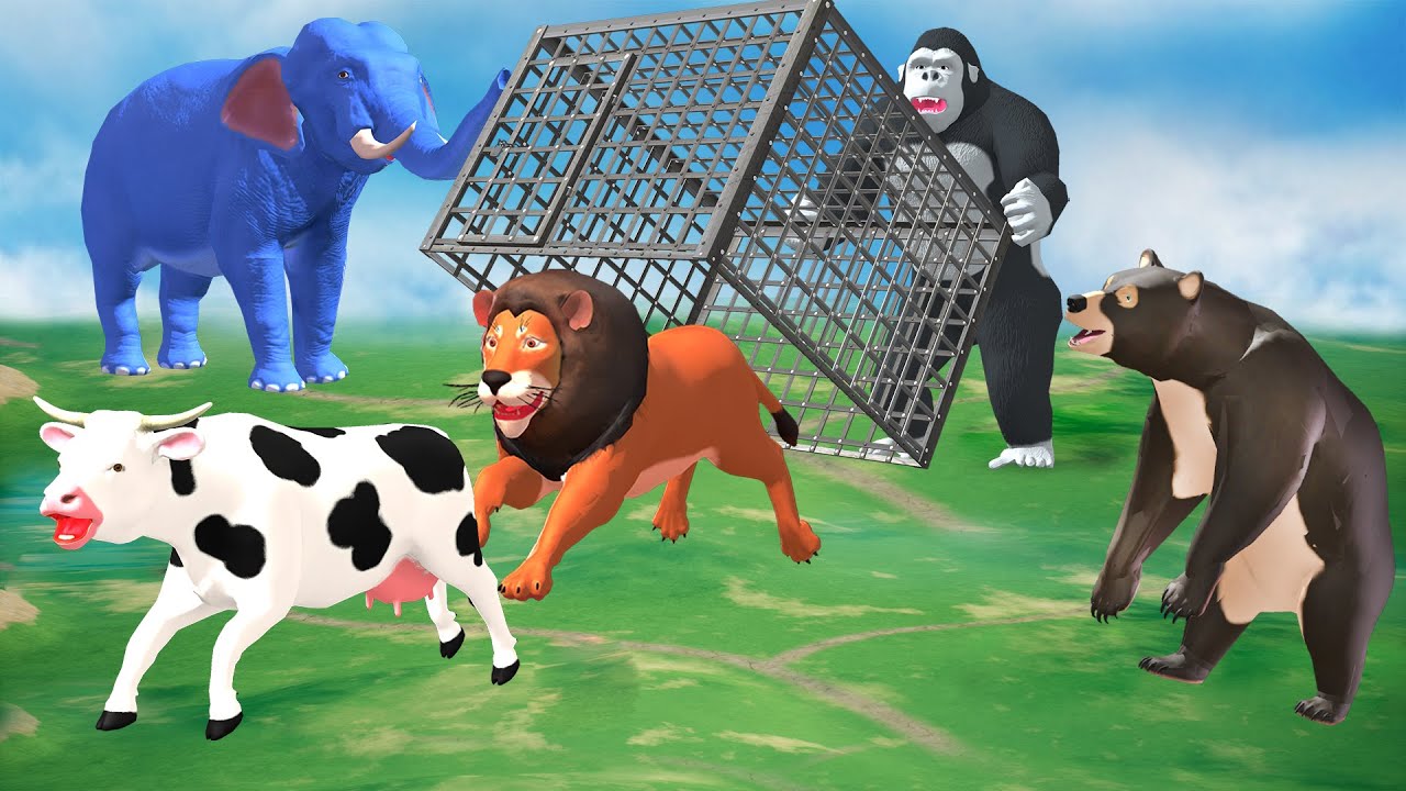 The Cow and Lion Story in English | Elephant, Gorilla and Bear Trap ...