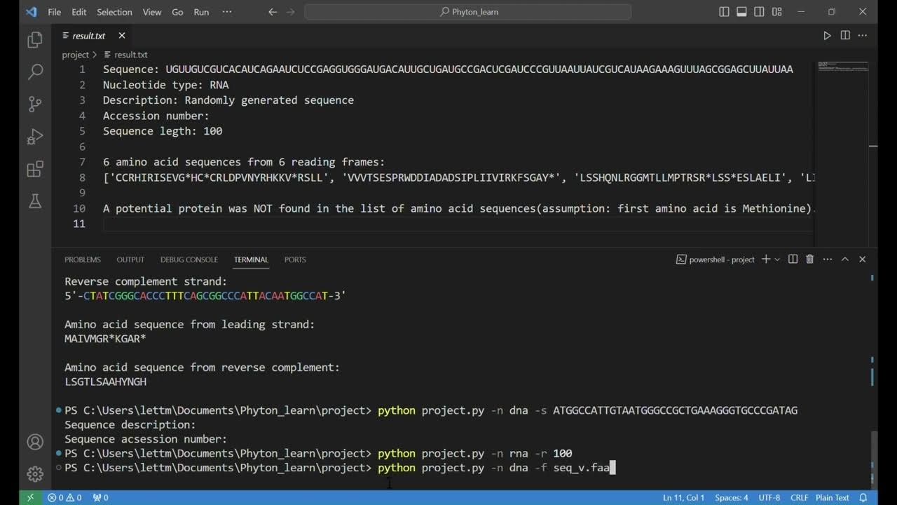 CS50P Final Project | Finding protein in nucleotide sequence - YouTube