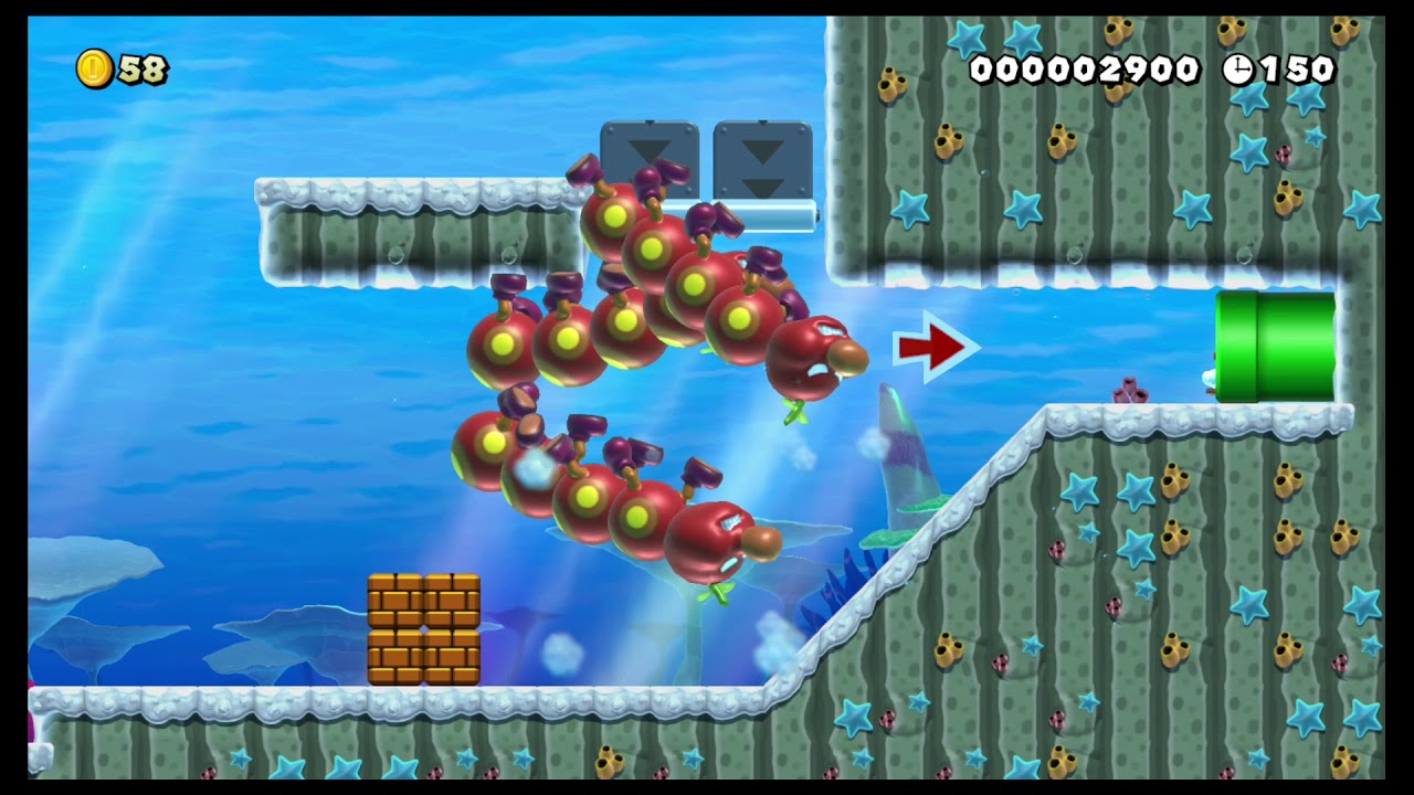 Eric's Super Mario Maker 2 Levels: Underwater Wiggler Chase! - YouTube