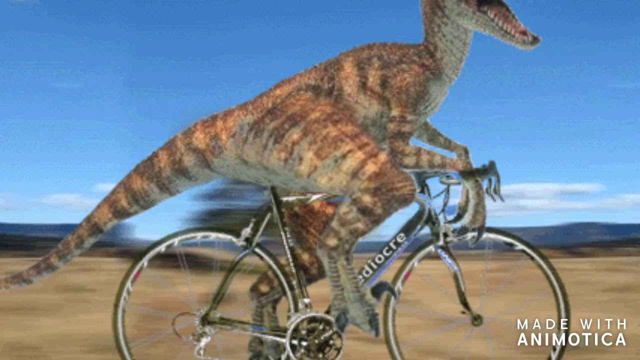 Dinosaur riding on bike - YouTube