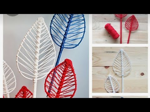 How to make feather/leaf using thread and wire।Thread Leaf Decor ...