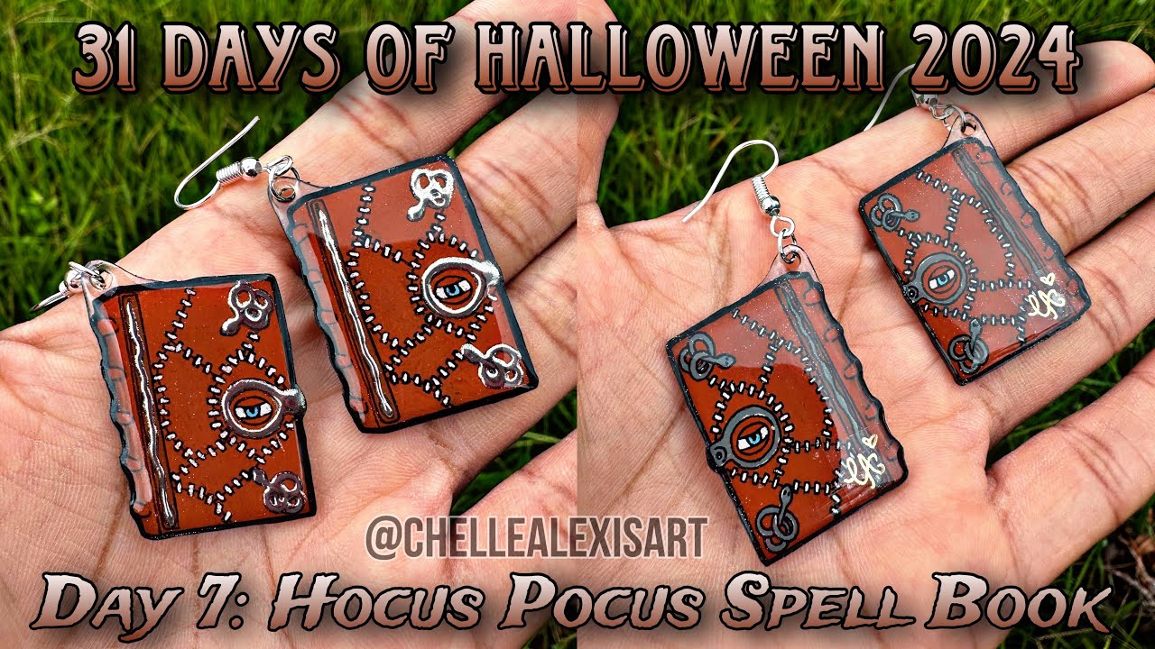 Day 7 • Hocus Pocus Spell Book Earrings • 31 Days of Halloween 2024 # ...