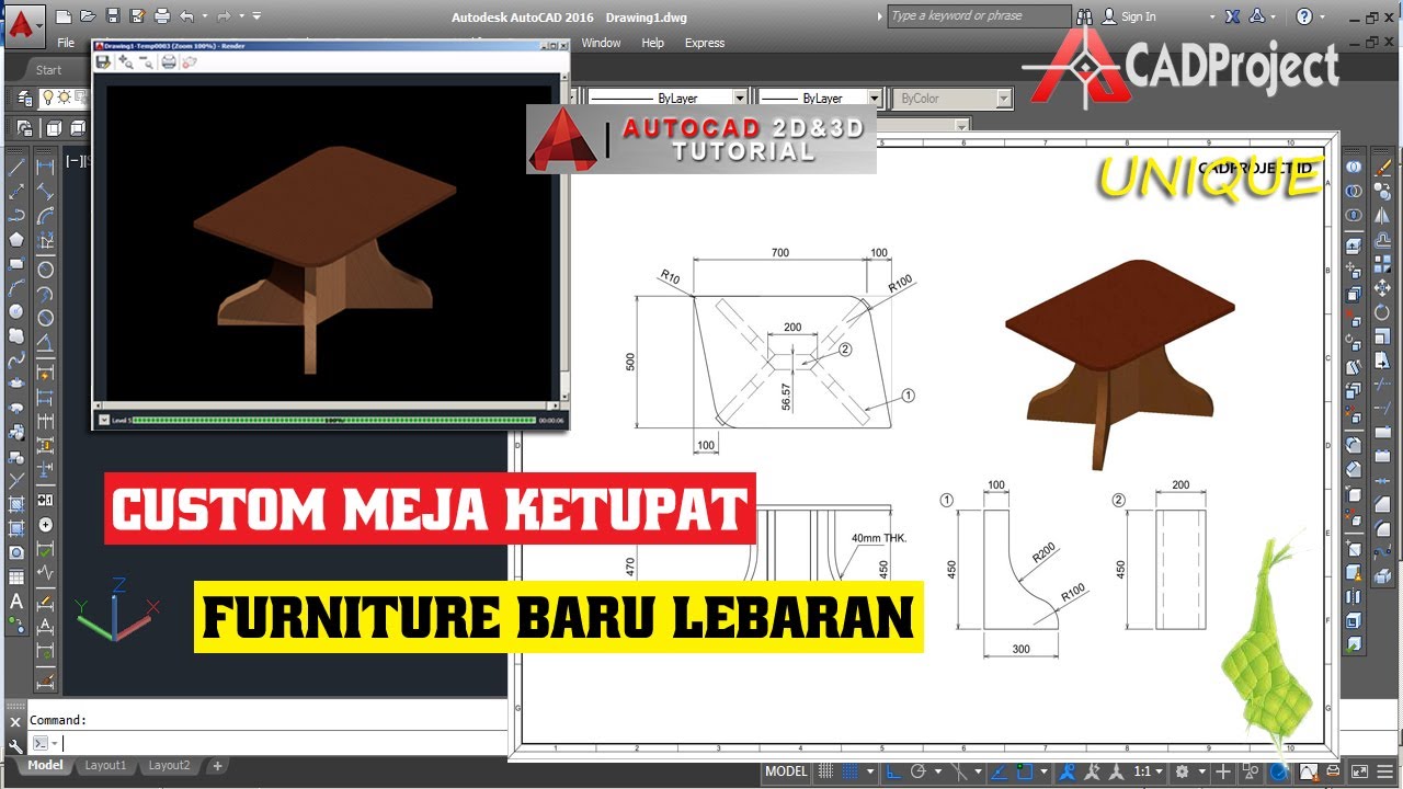 TUTORIAL MEMBUAT MEJA 3D DI AUTOCAD‼ - YouTube