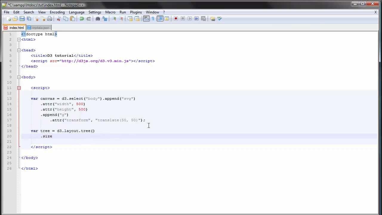 D3.js tutorial - 15 - The Tree Layout (2/2) - YouTube