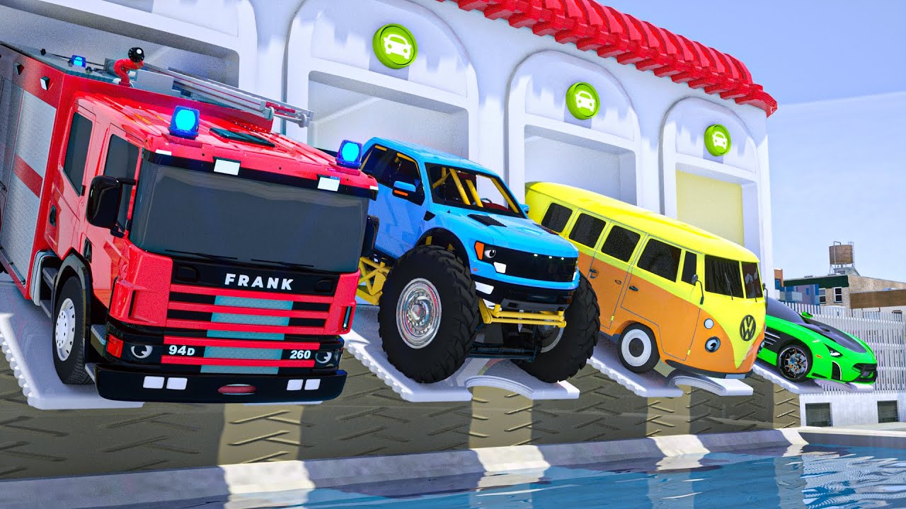 Meet New Fire Truck Frank, Police Car Lucas, Monster Truck in New ...