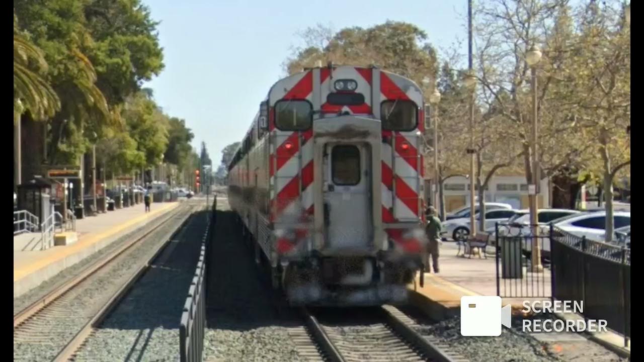 Caltrain at Palo Alto Menlo Park Redwood City Stations on Street view - YouTube