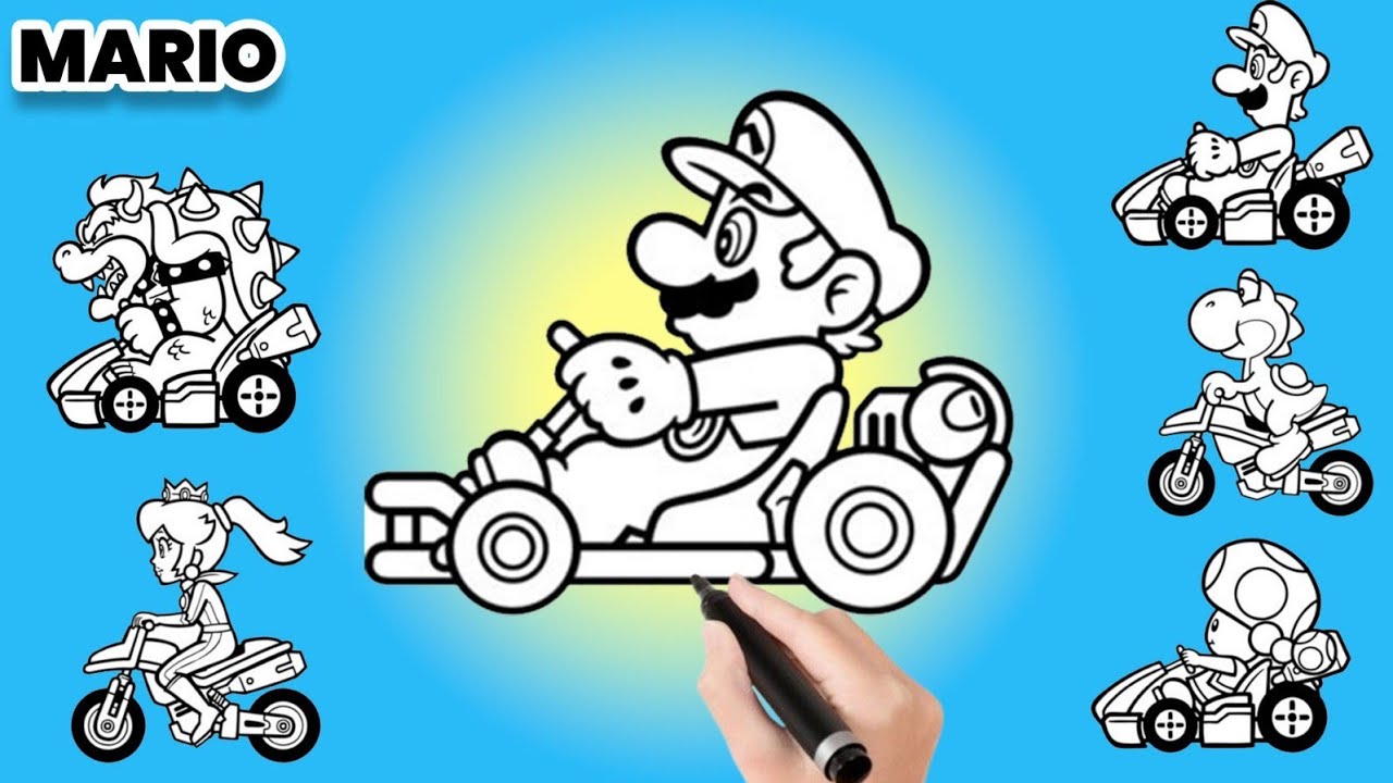 How to Draw Super Mario Kart Characters | Easy Drawing for Kids - YouTube