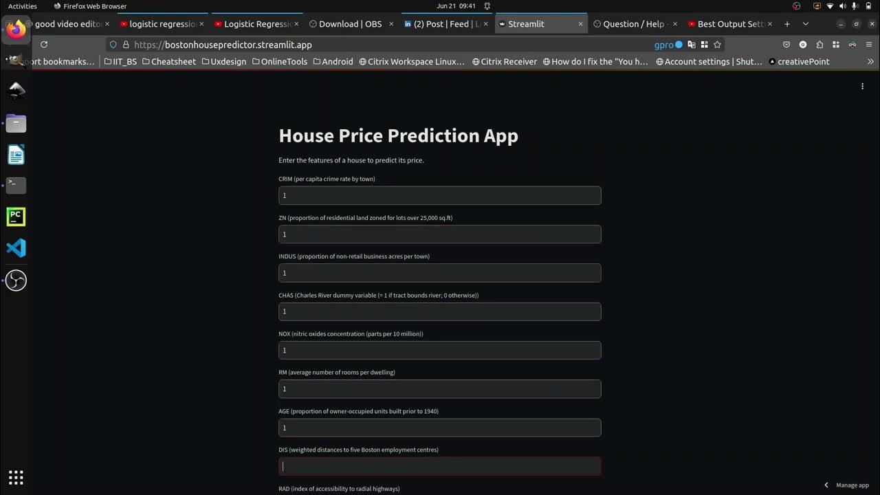 House Price Predictor - Linear Regression - Streamlit app - YouTube