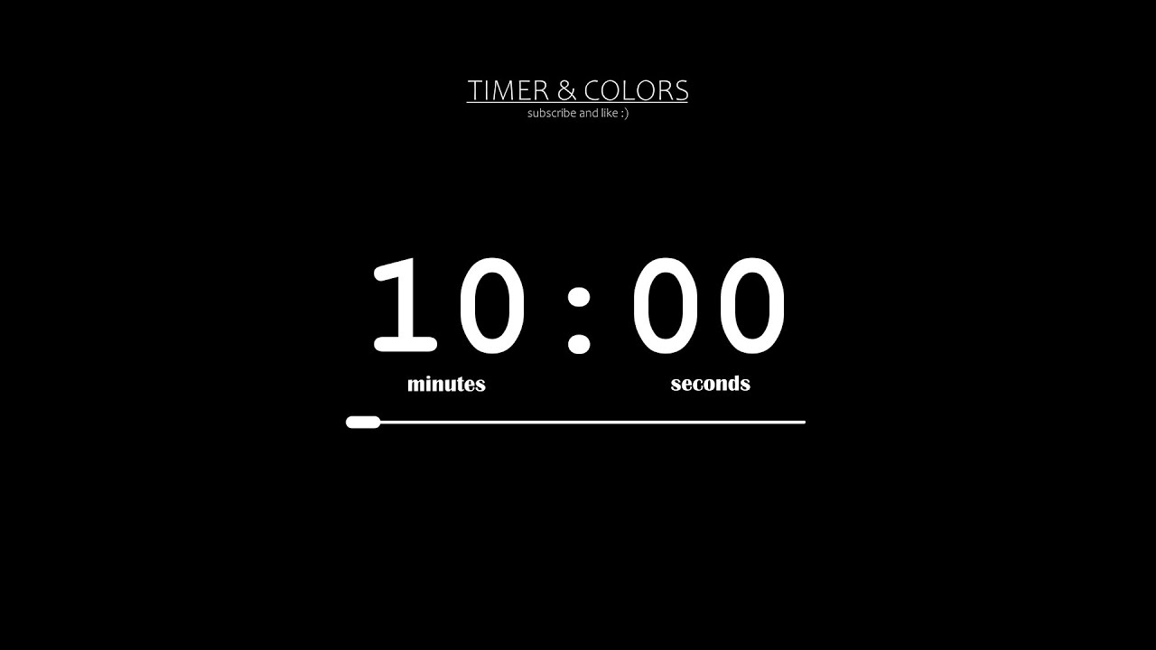 ⏰ 10 Minute Timer / Black Screen ⚫ / Countdown + Progress Bar - YouTube