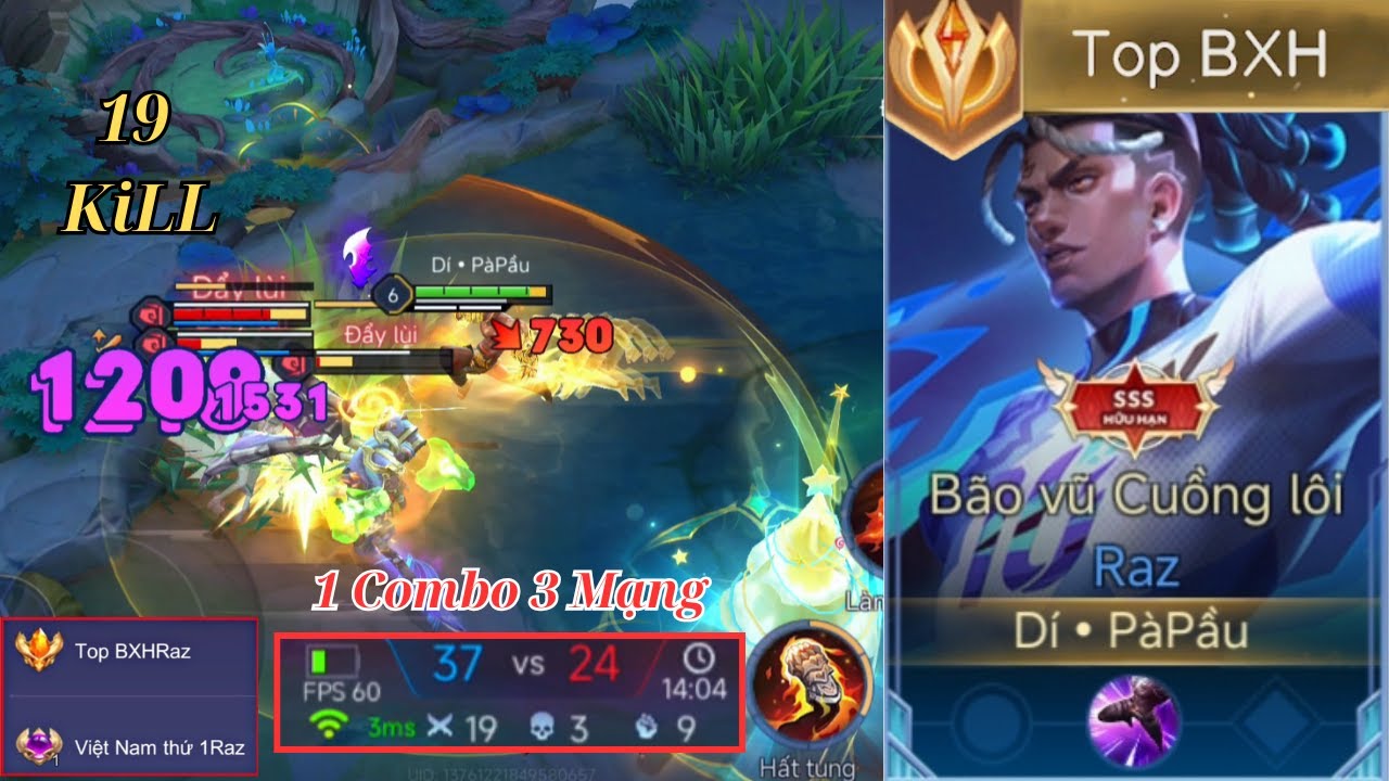 Đá Raz Hủy Diệt Trận Đấu Với 19 KiLL Mãn Nhãn Người Xem | Top1 Raz - YouTube