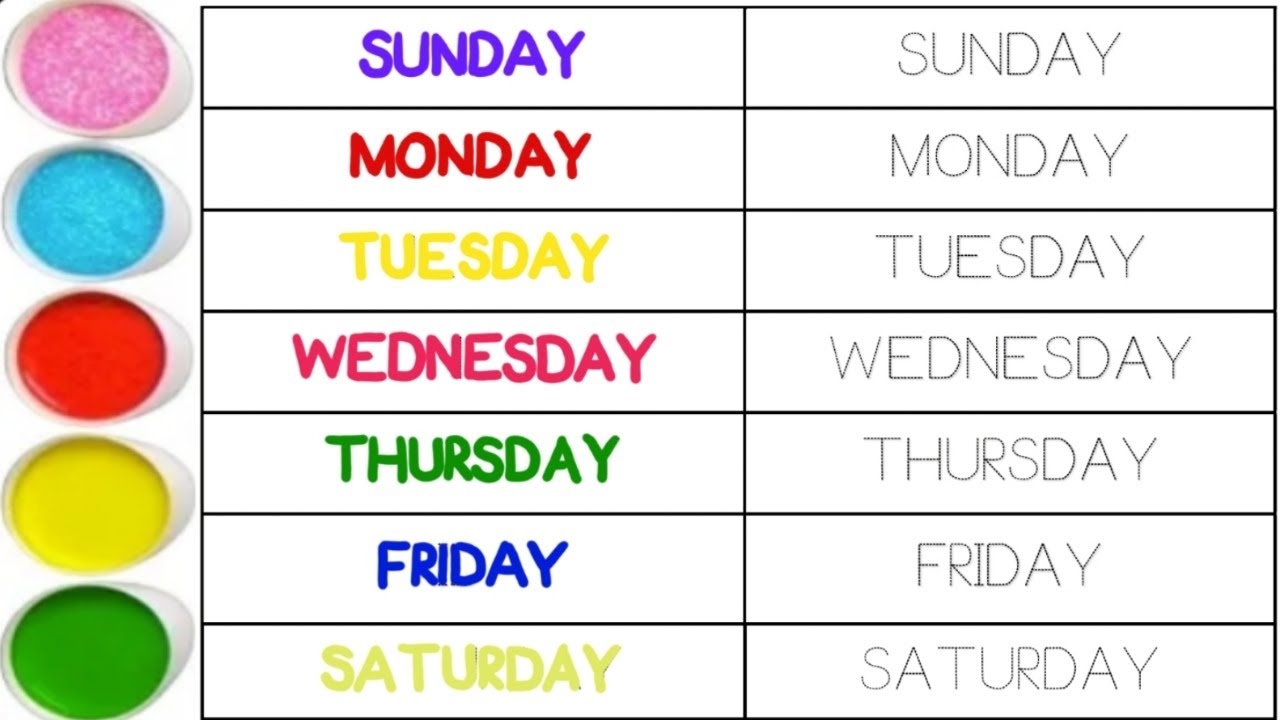 Video 1080 || days name || Days name of week || days name || Learning ...