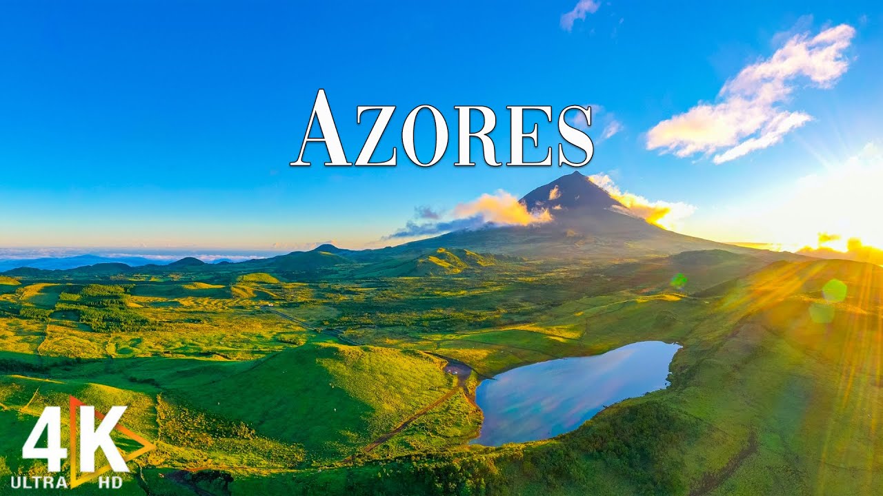 FLYING OVER AZORES (4K UHD) I Relaxing Music Along With Beautiful ...