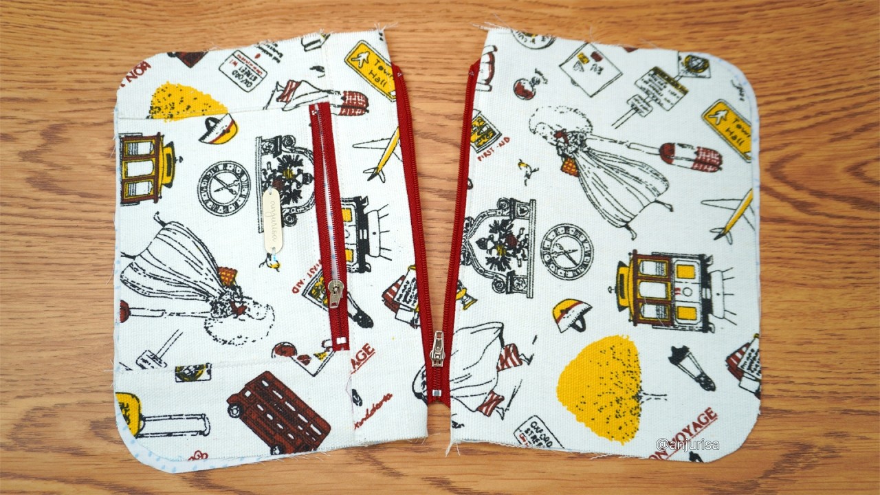 Vintage Double Zip Pouch: Perfect for Organizing with Two Compartments ...