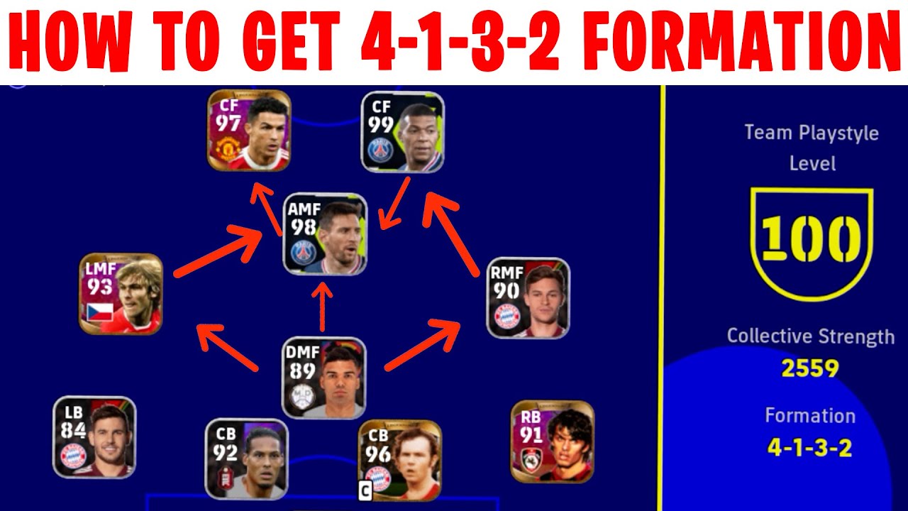 HOW TO GET 4-1-3-2 FORMATION TUTORIAL | eFootball 2022 Mobile - YouTube