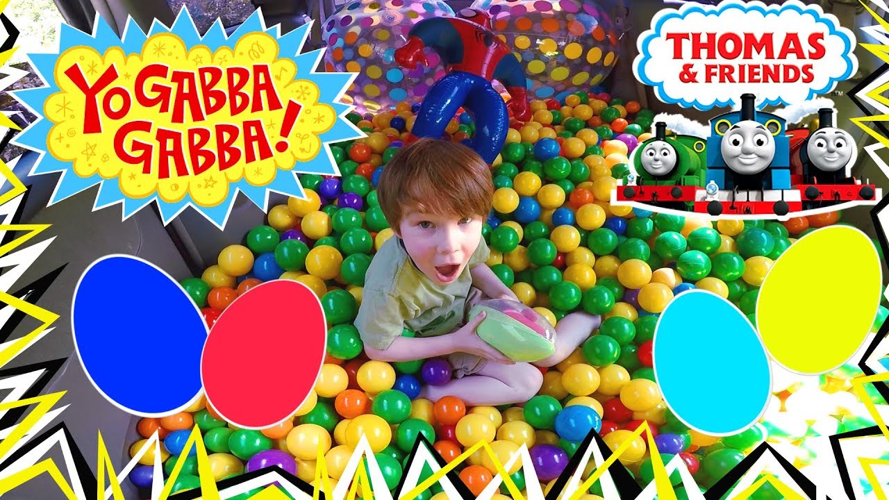 KIDS BALL PIT SURPRISE SHOW In The Car! Surprise Eggs Toys Thomas Train ...