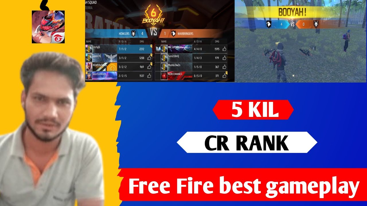 CR RANK free fire game 😱5 KIL | free fire best gameplay | mbsk gameing ...