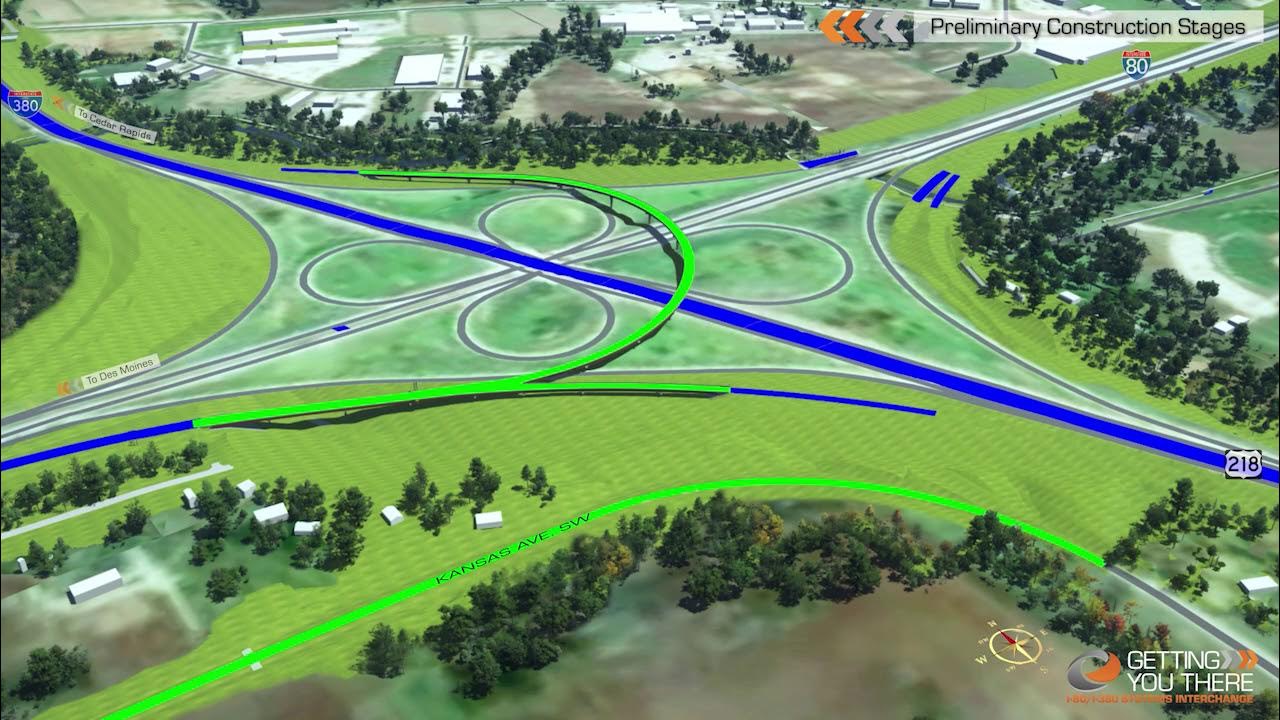 Iowa DOT I-80/I-380 Preliminary Construction Stages - YouTube