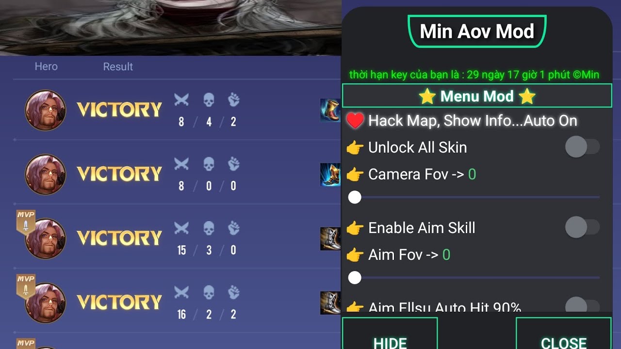 AOV MAPHACK MOD SKIN 1.56 | EU, VIETNAM, TAIWAN, ROV, INDO, COT | ELSU ...