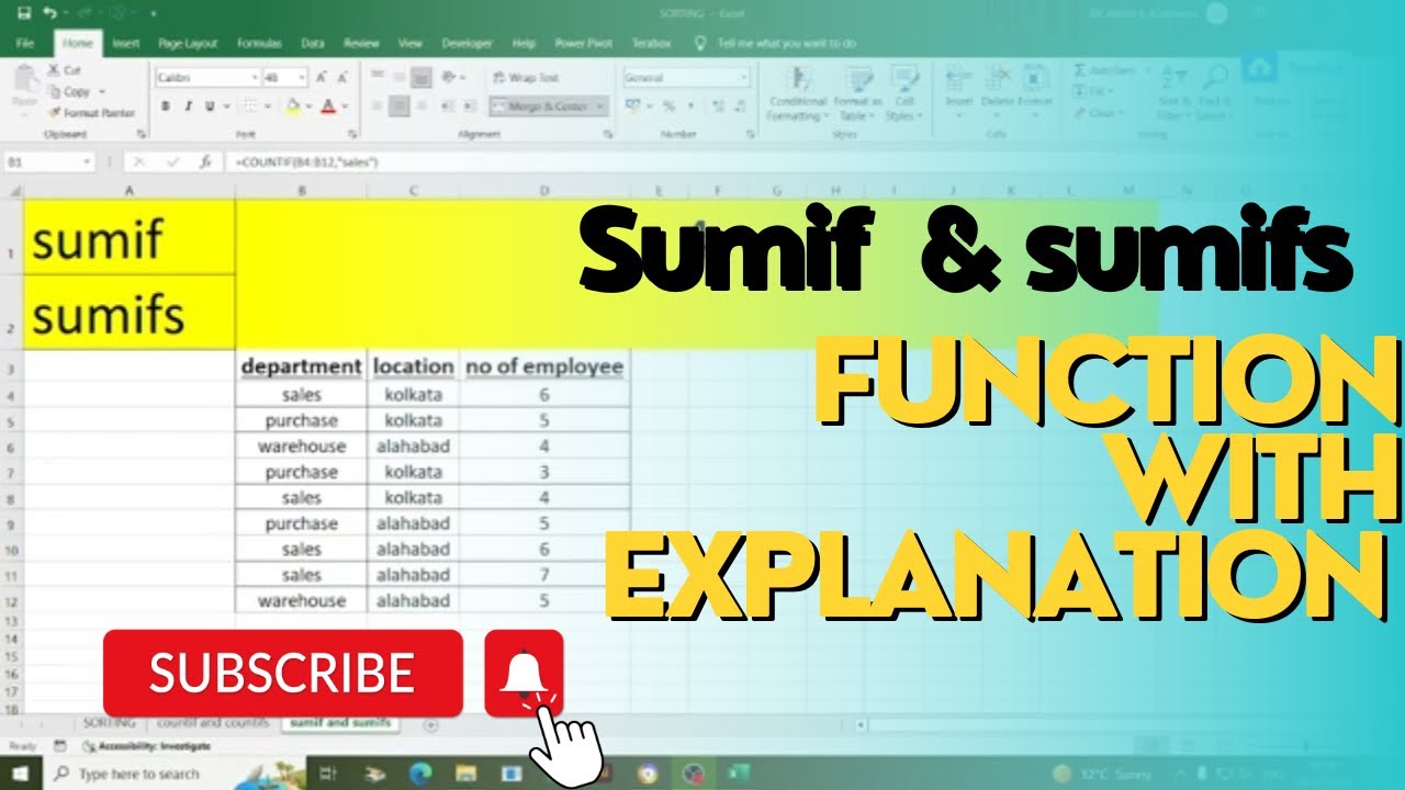 Sumif And Sumifs Function Explanation With Example YouTube Sumif And Sumifs Function Explanation With Example YouTube