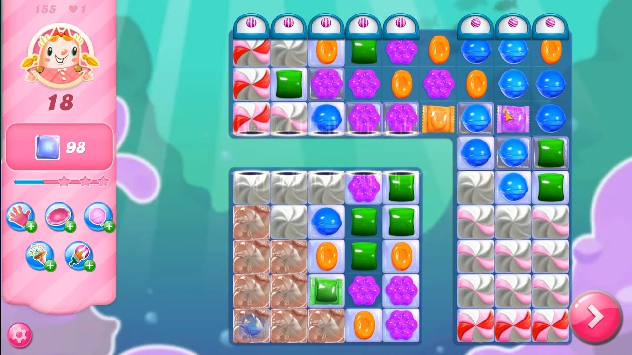 Candy Crush Saga Level 155 NO BOOSTERS - YouTube
