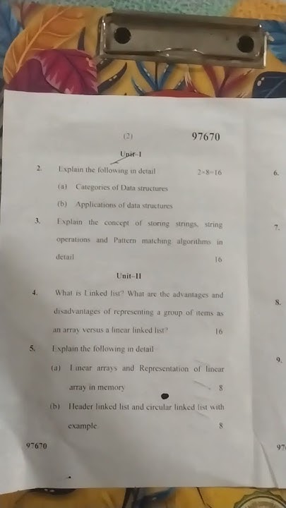 Bca 3rd semester data structure questions paper December 2024(MDU ...