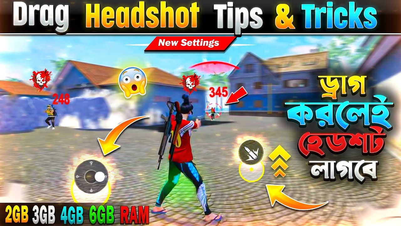 নতুন ড্রাগ হেটশট সেটিং ফ্রি ফায়ার 😱 Drag Headshot Setting 🔥 Free Fire Drag Headshot Tips ...
