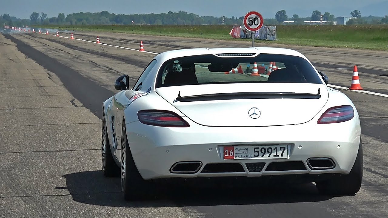 990 HP GAD Motors SLS AMG 6.2 V8 BiTurbo! REVS + DRAG RACE! - YouTube