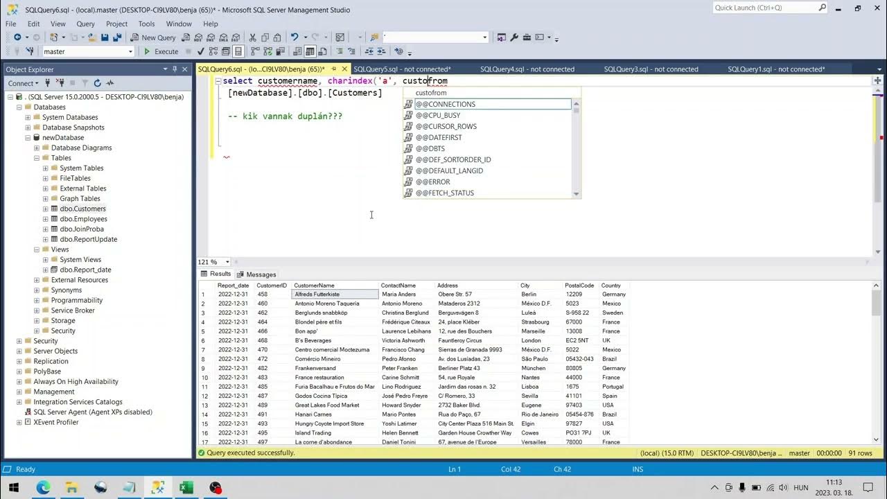 Sql Server 67 Charindex Az Sql Server SzÖvegkeres Függvénye Youtube
