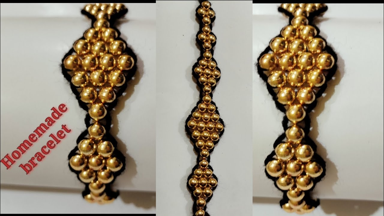Homemade bracelet // wool and beads bracelet making ideas at home - YouTube