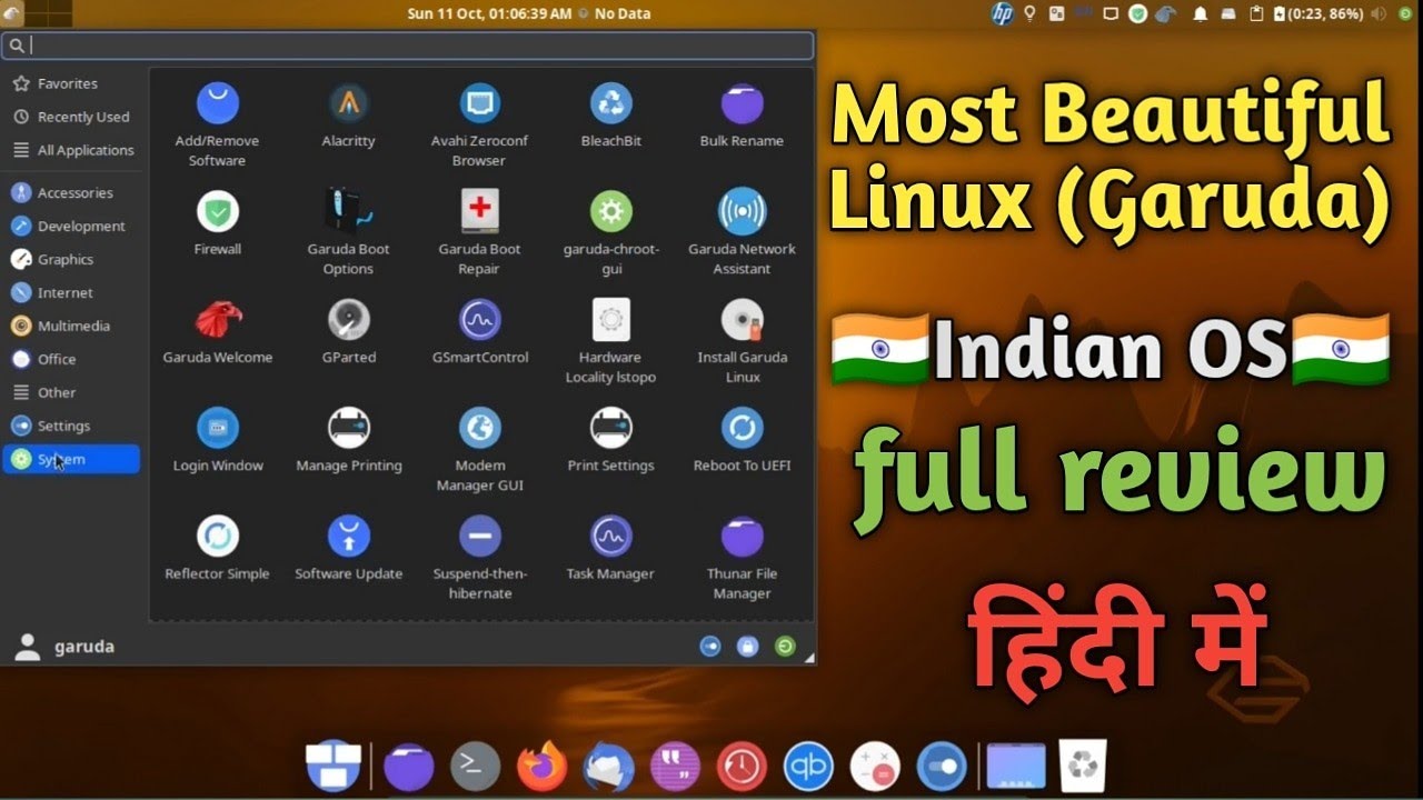 Best beautiful Indian OS review in hindi | Garuda OS xfce review in ...