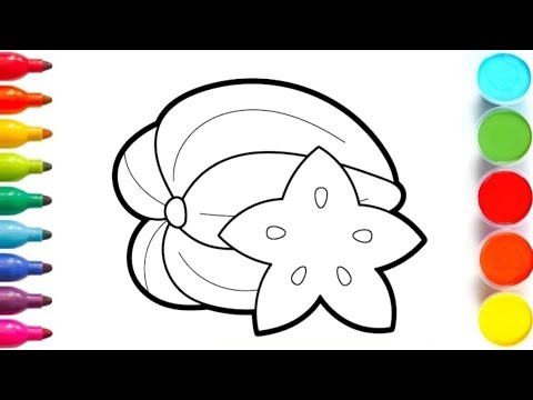 How to draw StarFruit for Kids || Drawing and Coloring of Fruit Step by ...