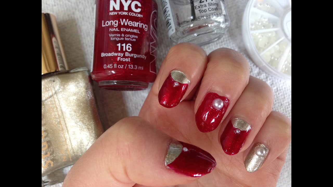 Red & Metallic Nails - YouTube