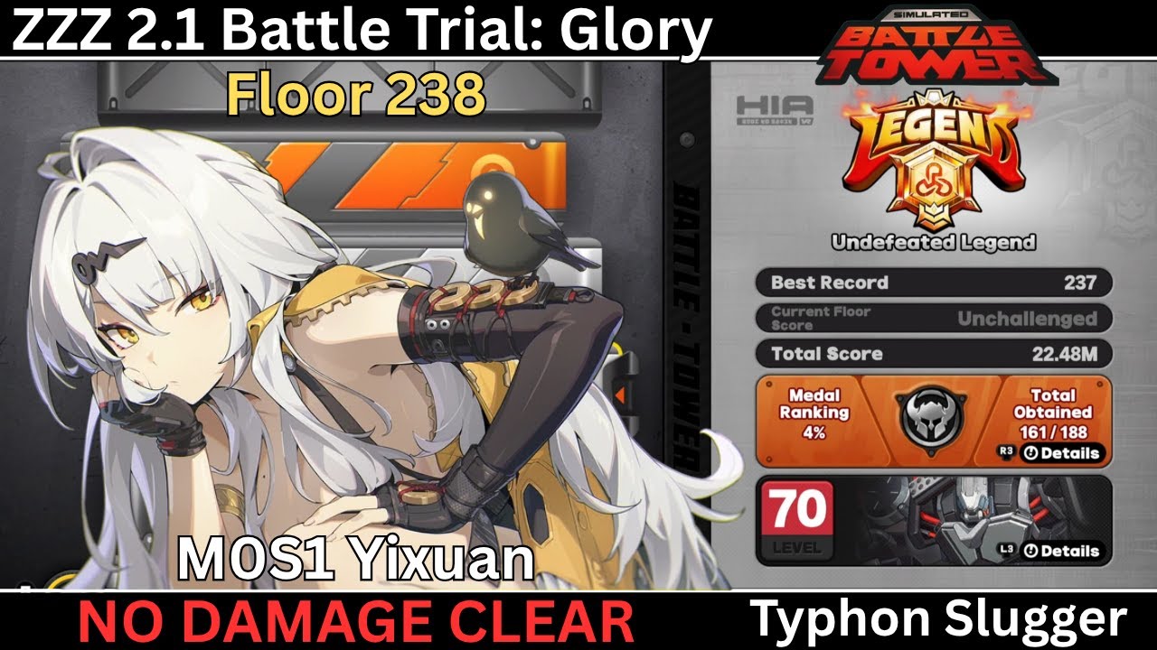 ZZZ 2.1 Battle Trial: Glory F238 NO DAMAGE CLEAR M0S1 Yixuan vs Typhon ...
