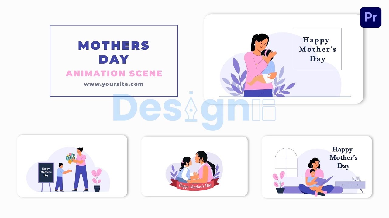 Happy Mothers Day 2d Animation Scene Premier Pro Template - YouTube