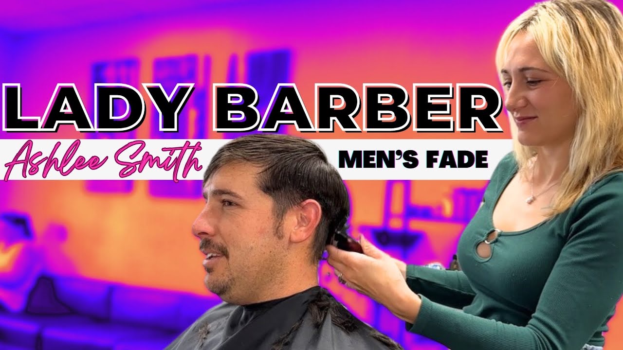 How to Fade Long Hair Men's Haircut Tutorial | Lady Barber Ashlee - YouTube