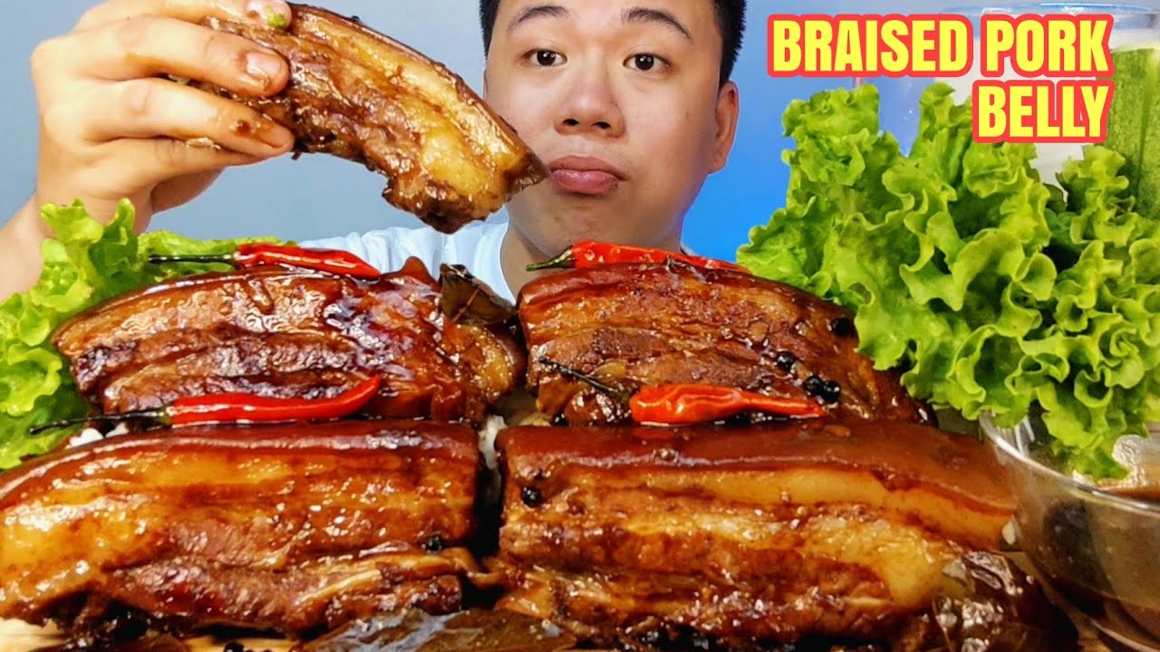 BRAISED PORK BELLY MUKBANG | Melt In Your Mouth Mukbang | Pork Belly ...