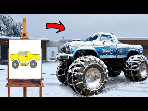 FRANKLIN DRAWING A MONSTER TRUCK FOR A SNOW RACE WITH HELP OF MAGICAL PAINTING BOARD IN GTA 5