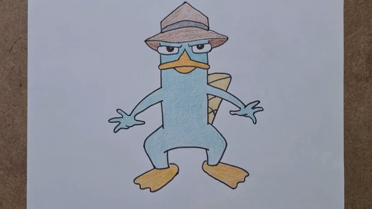 Perry the Platypus Drawing -Freehand Outline & Using Pencils Colour's ...