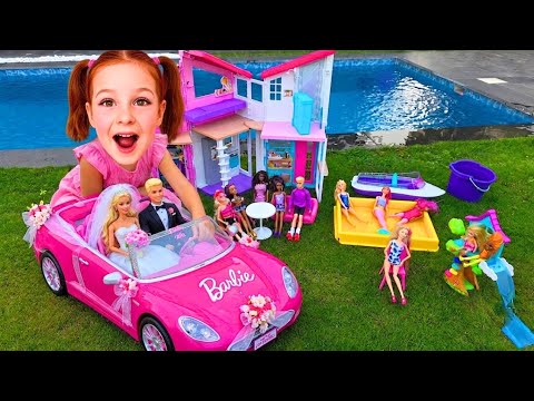 BARBİE CHELSEA ECİLİK! ADA BARBİE GELİN KEN DAMAT OLDU! Kız Evcilik Videosu.