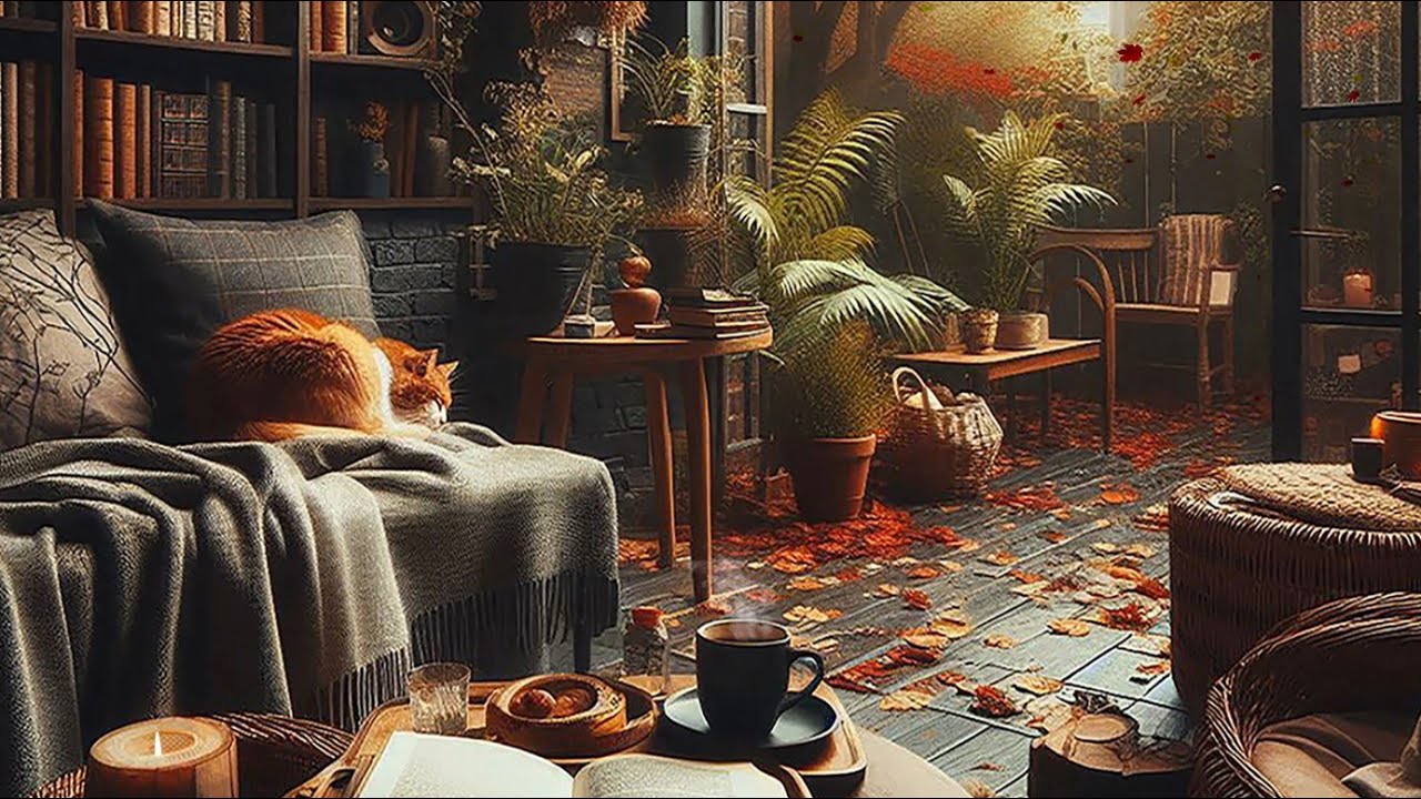 Relaxing Cozy Fall Afternoon Patio Ambience I Relaxing and Calming ...