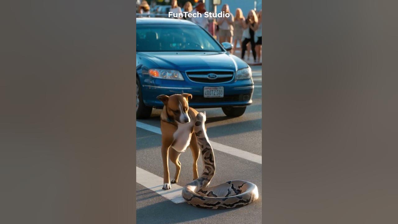 😱🔥Dog Vs Python Attack on a Busy Intersection #animals #animal #dog # ...