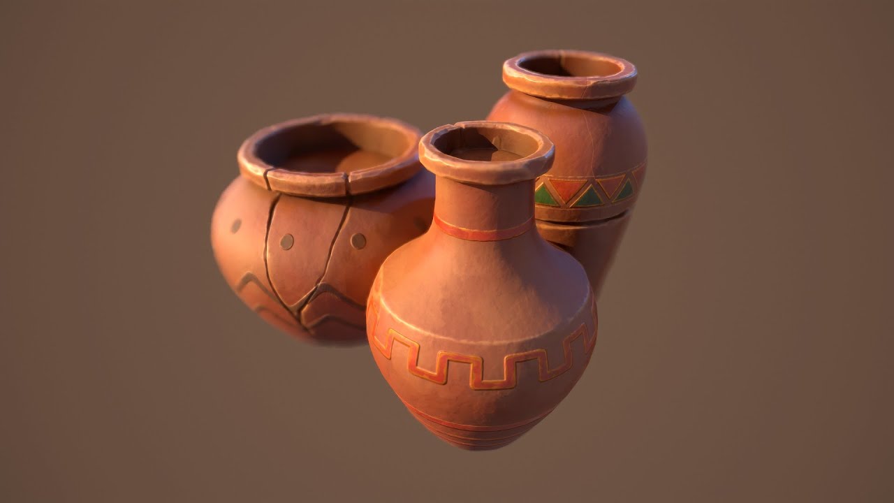 Stylized Egyptian Vases - Game Ready Model / Timelapse Modeling ...