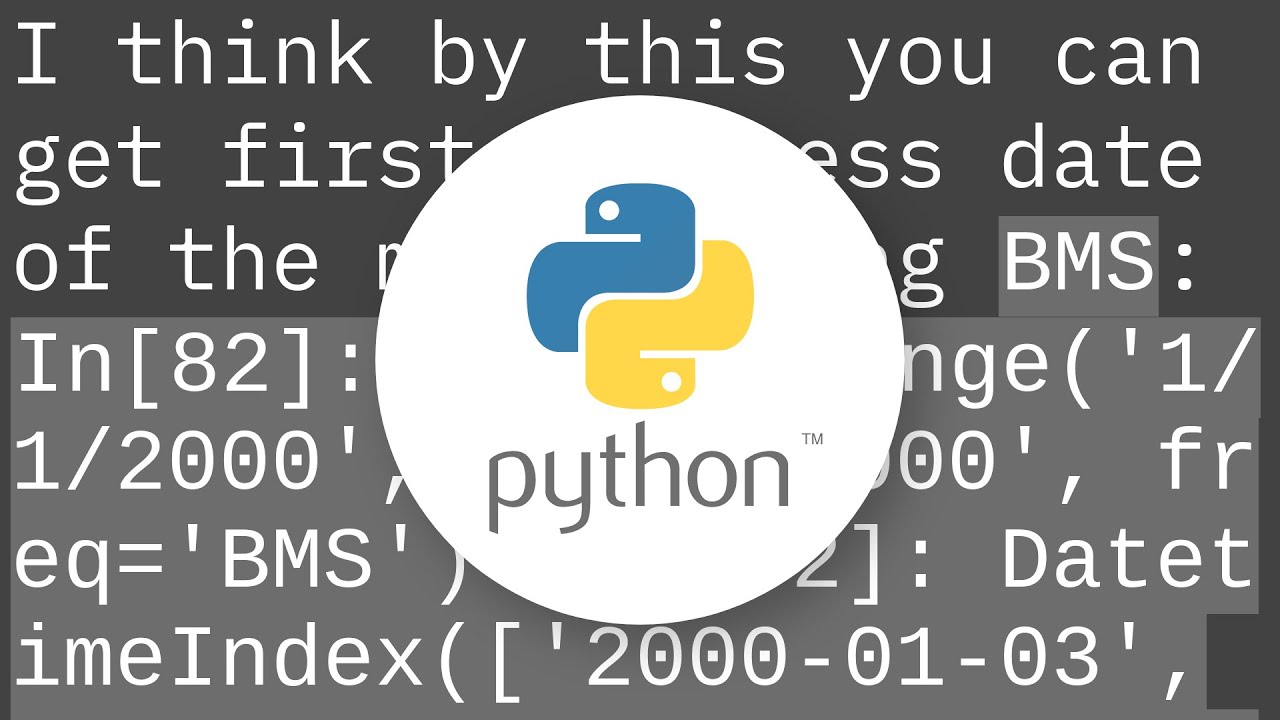 First Business Date Of Month Python YouTube First Business Date Of Month Python YouTube