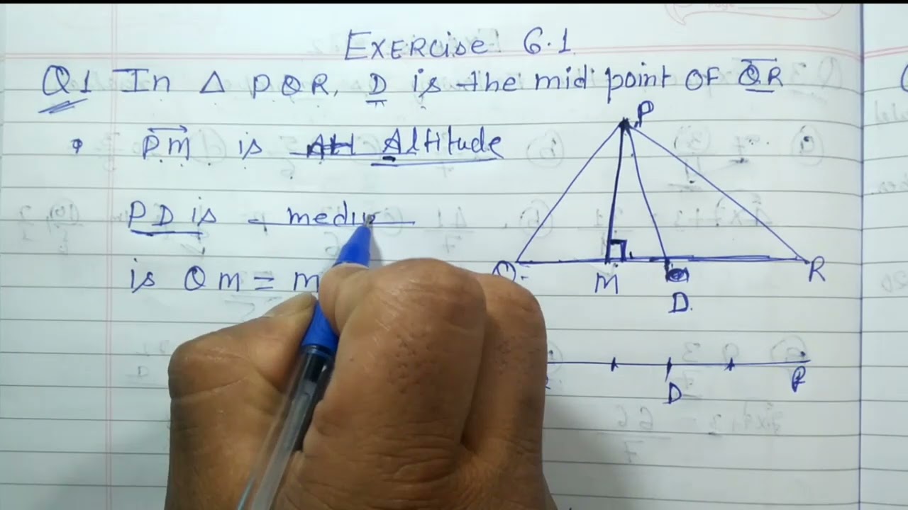 Class 7 - Exercise 6.1 - Q 1 | In triangle PQR D is the mid point of QR ...