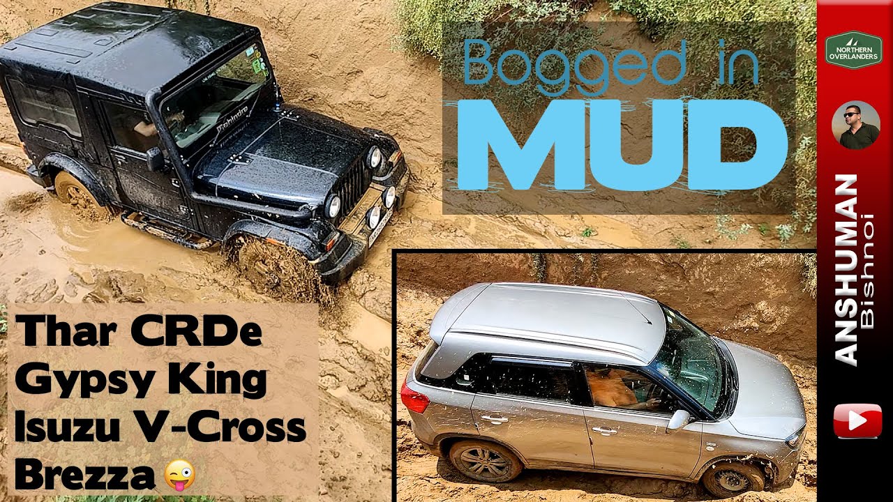 Thar CRDe, Gypsy, Isuzu V-Cross, Brezza : Offroading in mud pit 2022 ...