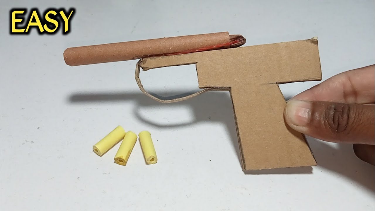 How To Make A Simple Cardboard GUN with Cardboard At Home - YouTube